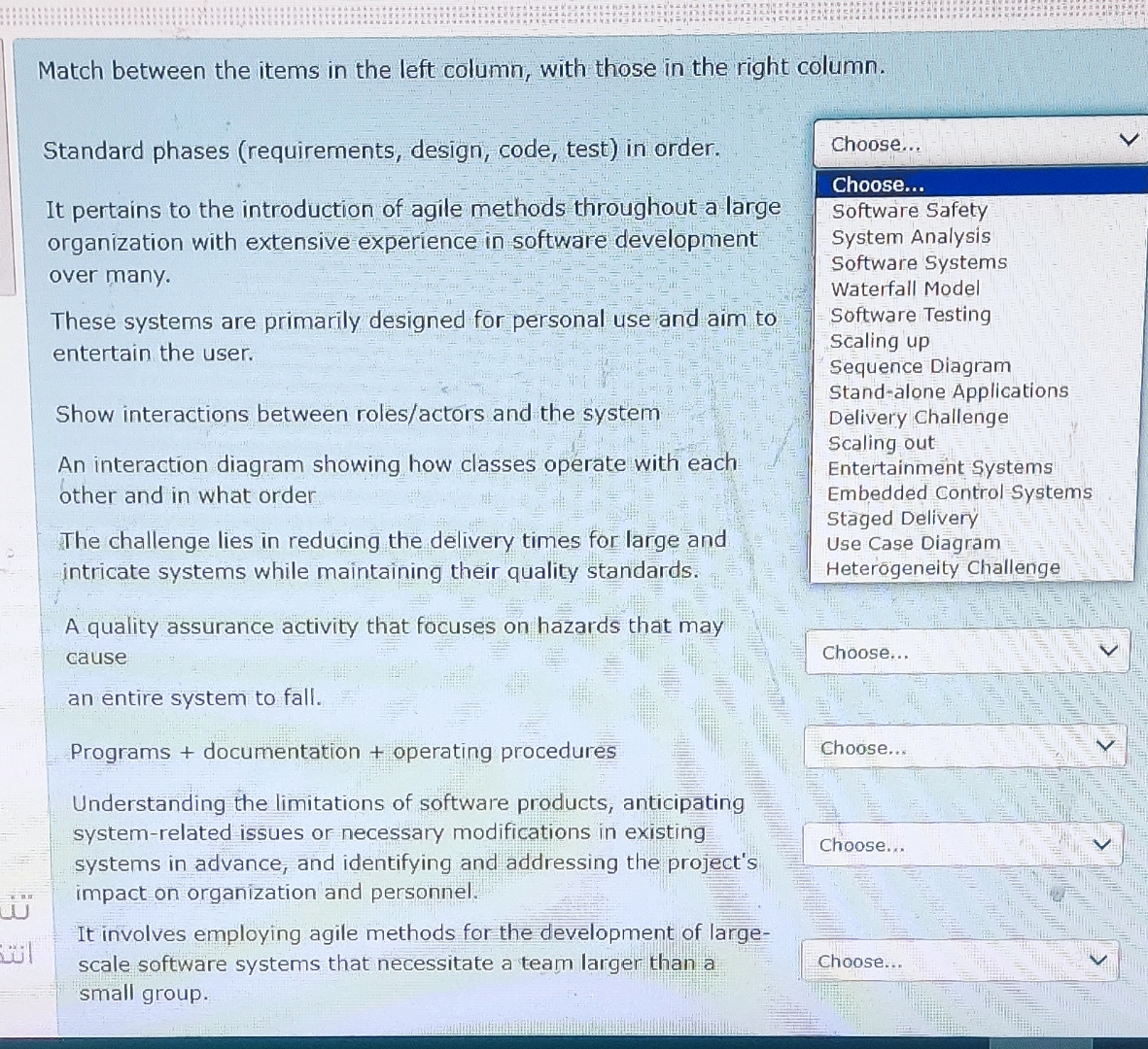 Solved Match between the items in the left column, with | Chegg.com