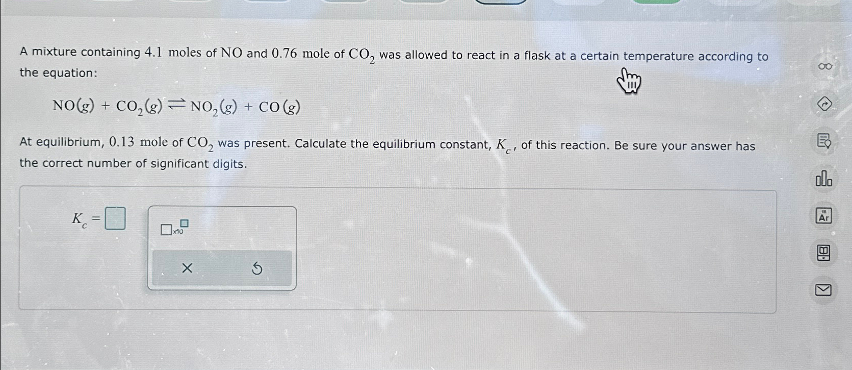 Solved A mixture containing 4.1 ﻿moles of NO ﻿and 0.76 ﻿mole | Chegg.com