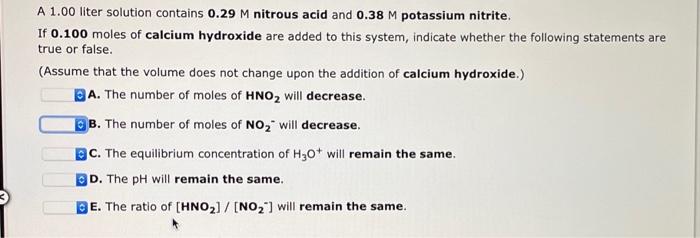 Solved A 1.00 liter solution contains 0.29 M nitrous acid | Chegg.com
