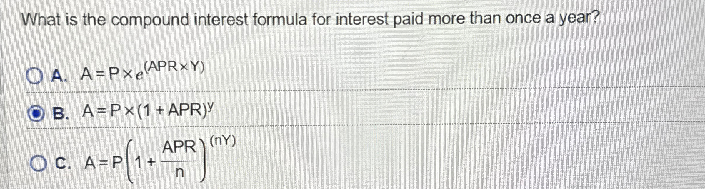 Solved What is the compound interest formula for interest | Chegg.com