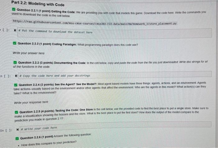 Solved Part 2: Analyzing an Agent-Based Model (22 points) | Chegg.com
