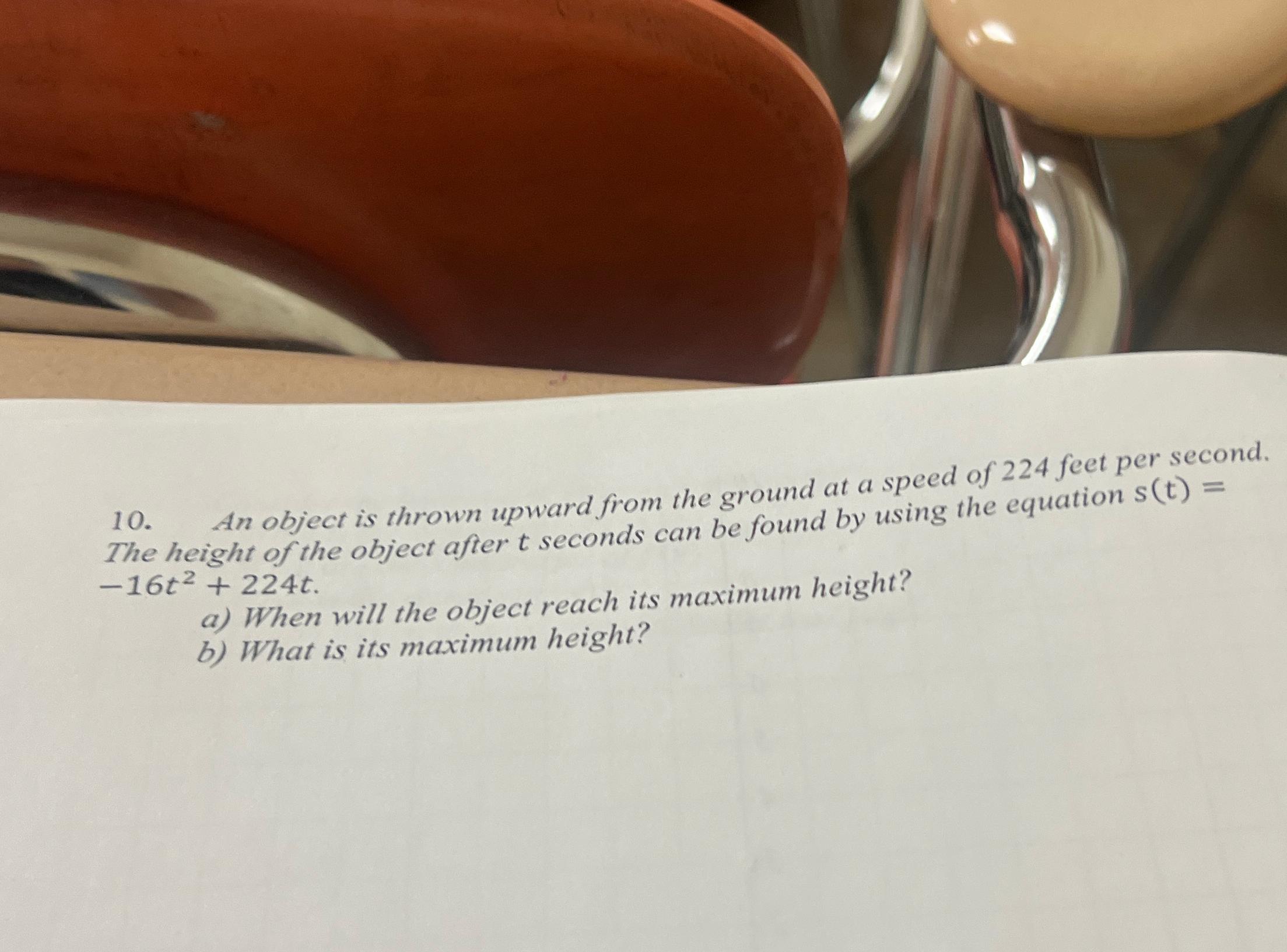 Solved An object is thrown upward from the ground at a speed | Chegg.com