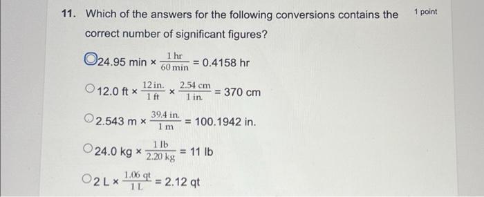 Solved 11. Which of the answers for the following | Chegg.com