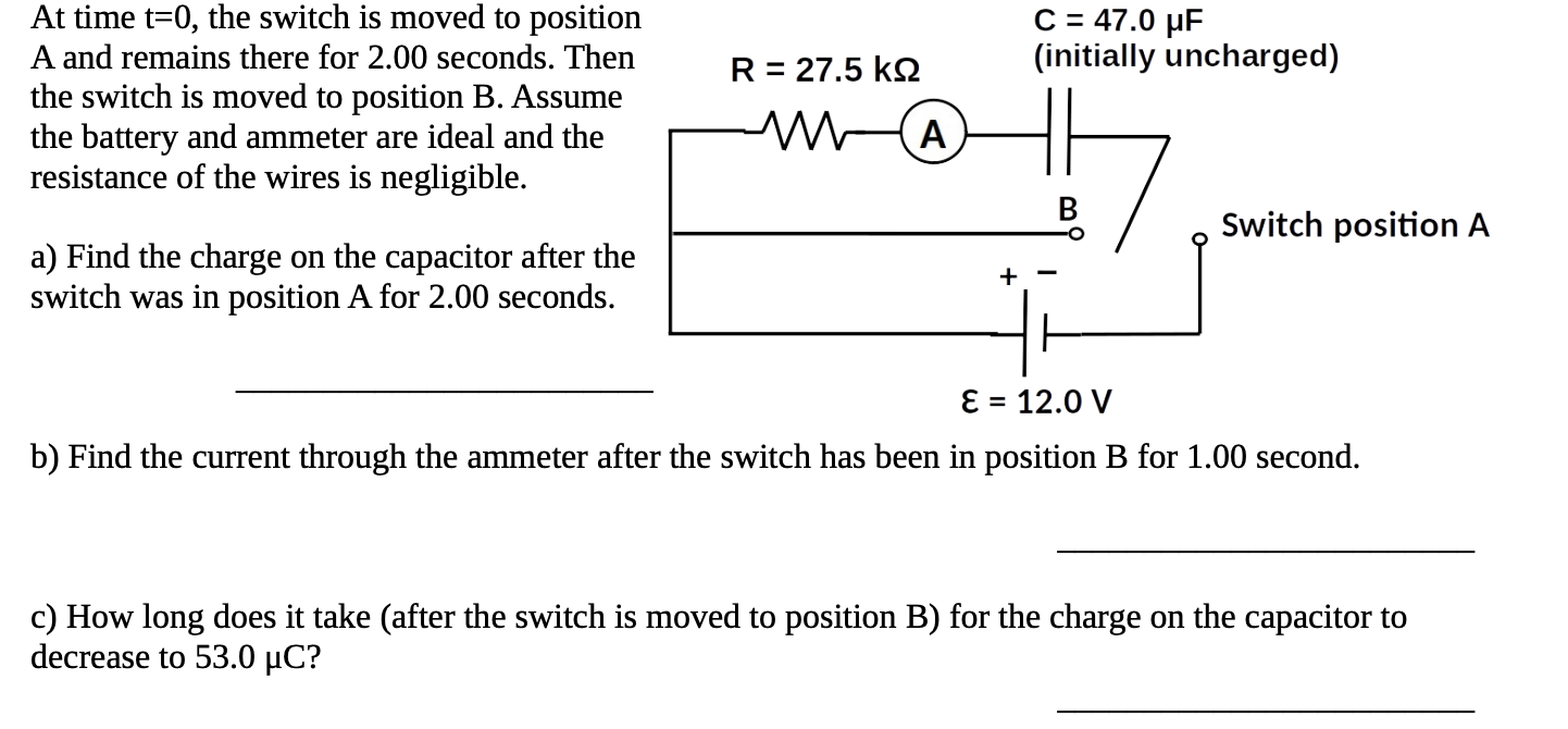 Solved b) ﻿Find the current through the ammeter after the | Chegg.com