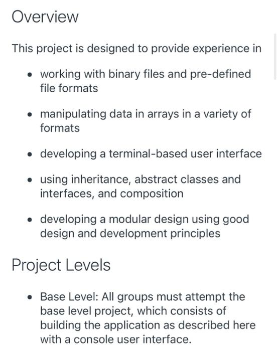 Overview This project is designed to provide | Chegg.com
