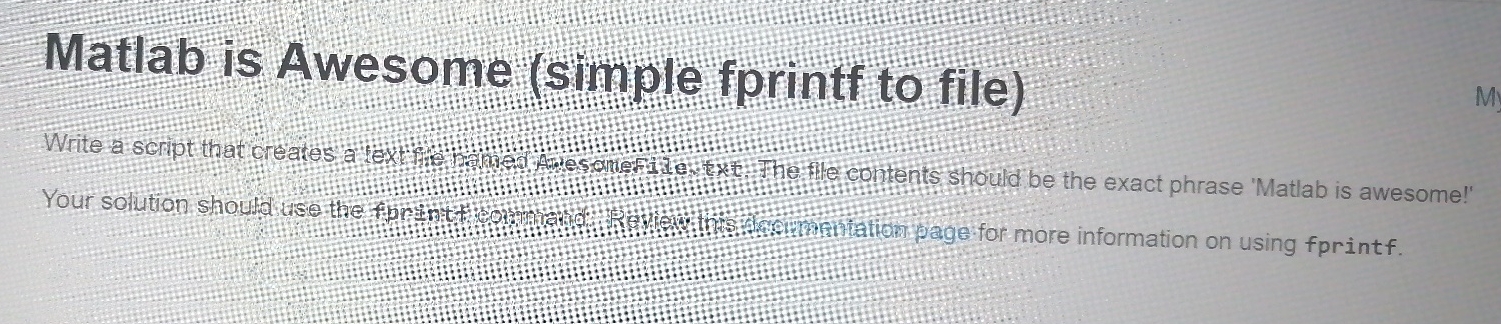 Solved Matlab is Awesome (simple forintf to file) | Chegg.com