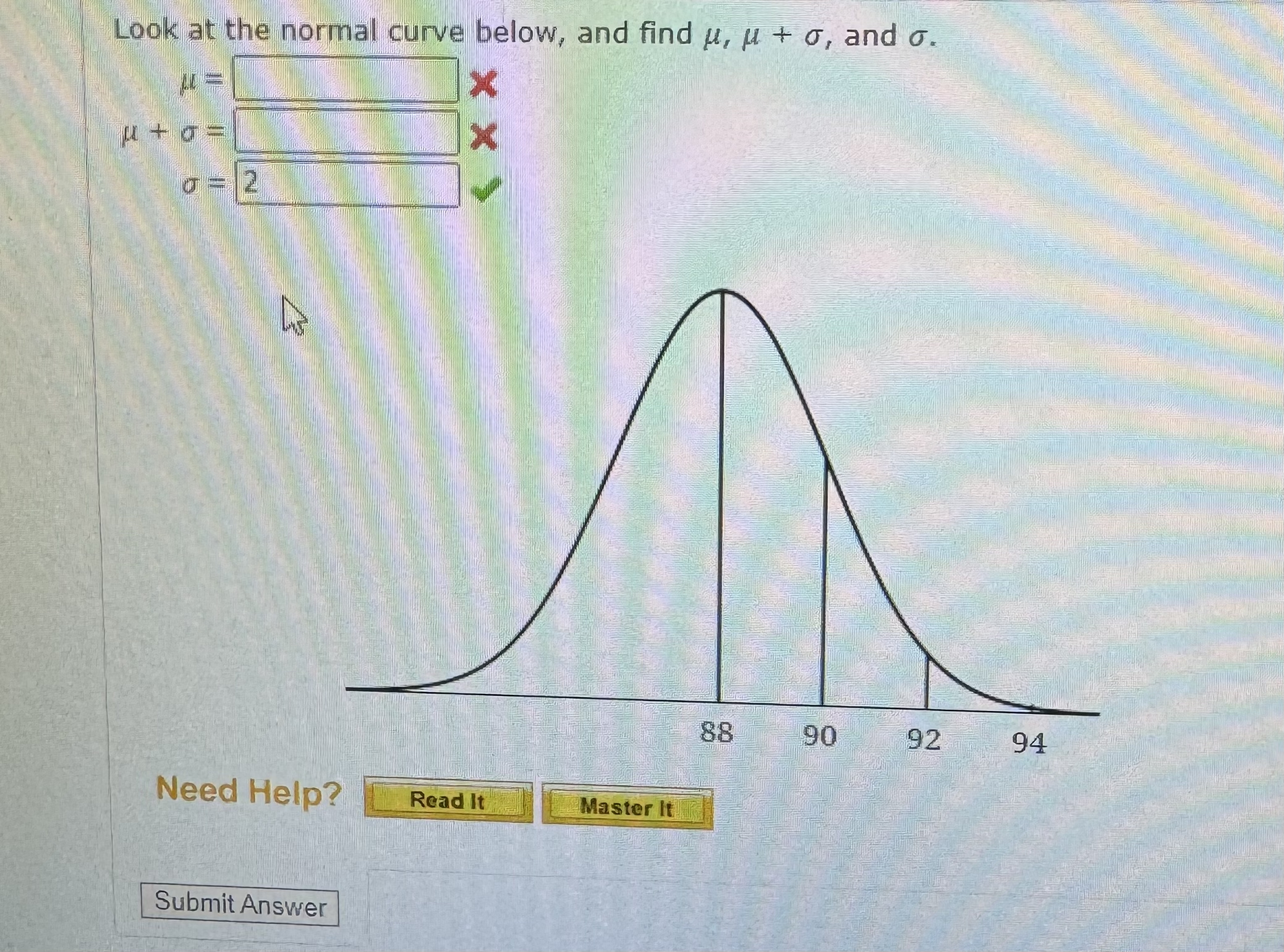 Solved Look at the normal curve below, and find μ,μ+σ, ﻿and | Chegg.com
