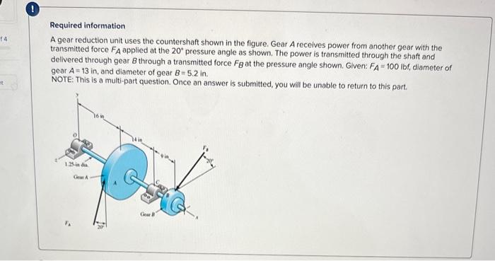 Solved Required information A gear reduction unit uses the | Chegg.com