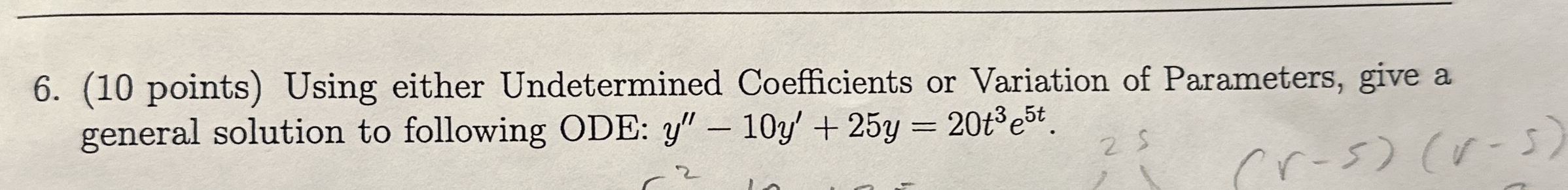 Solved (10 ﻿points) ﻿Using either Undetermined Coefficients | Chegg.com