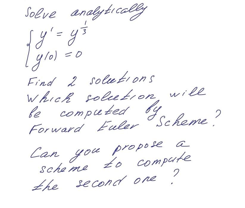 Solved - Solve analytically fy'= gs glo) Find 2 solutions | Chegg.com