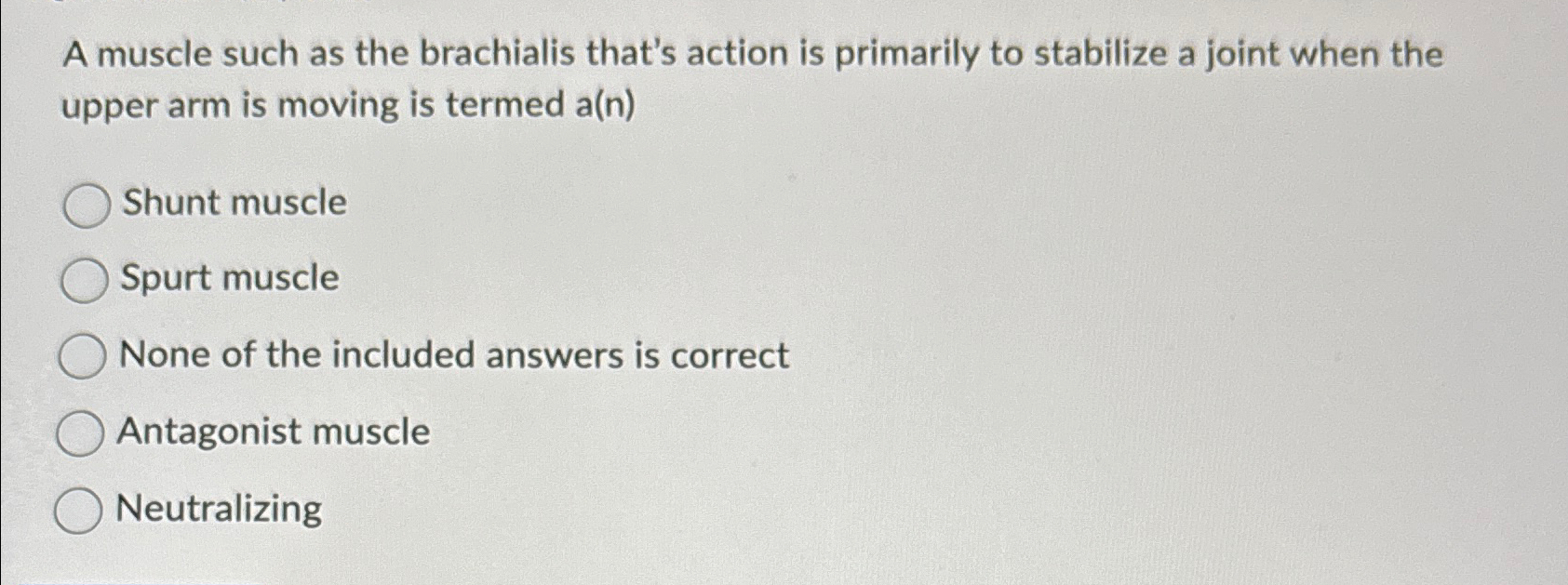 Solved A muscle such as the brachialis that's action is | Chegg.com