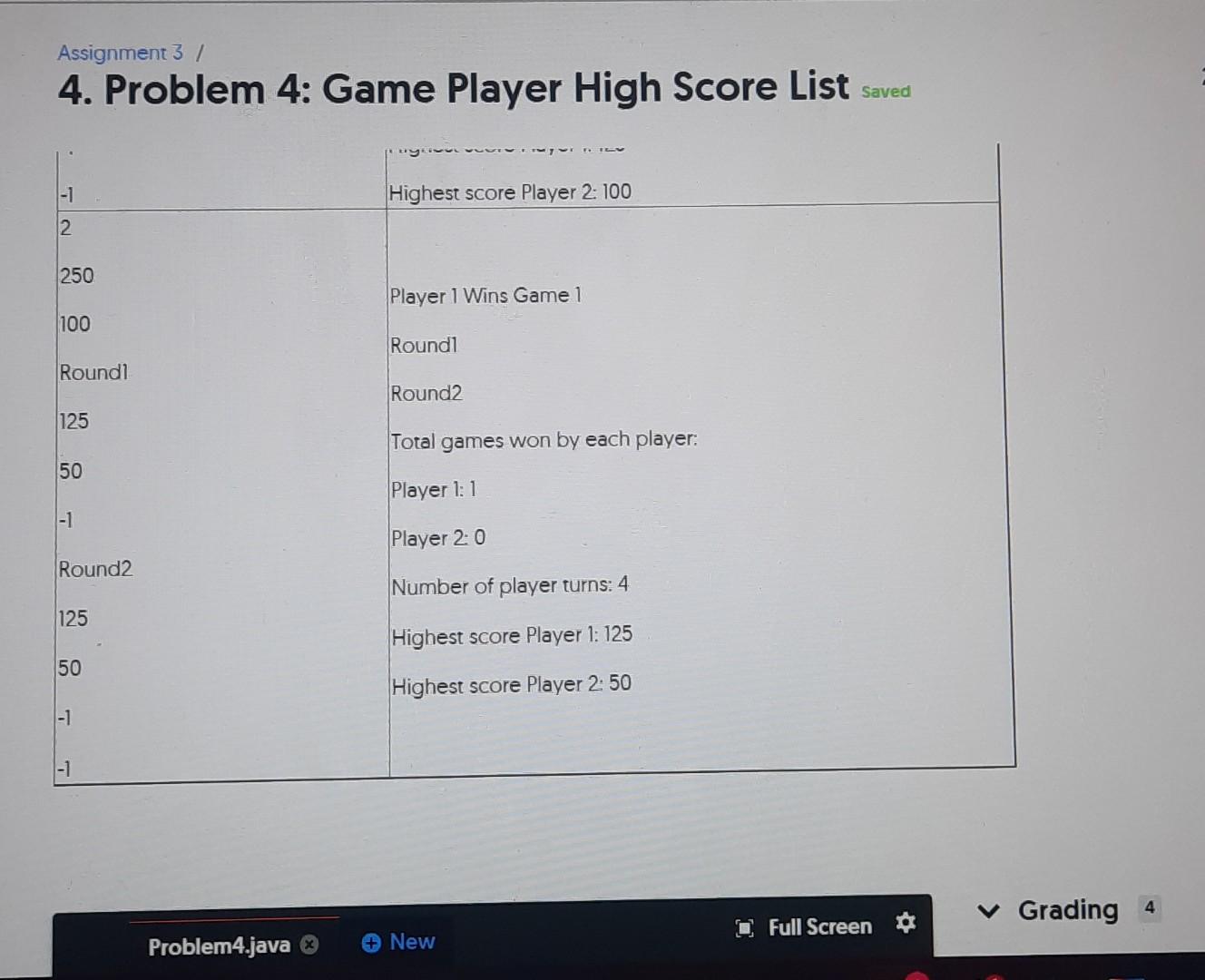 Solved Assignment 3 / 4. Problem 4: Game Player High Score | Chegg.com