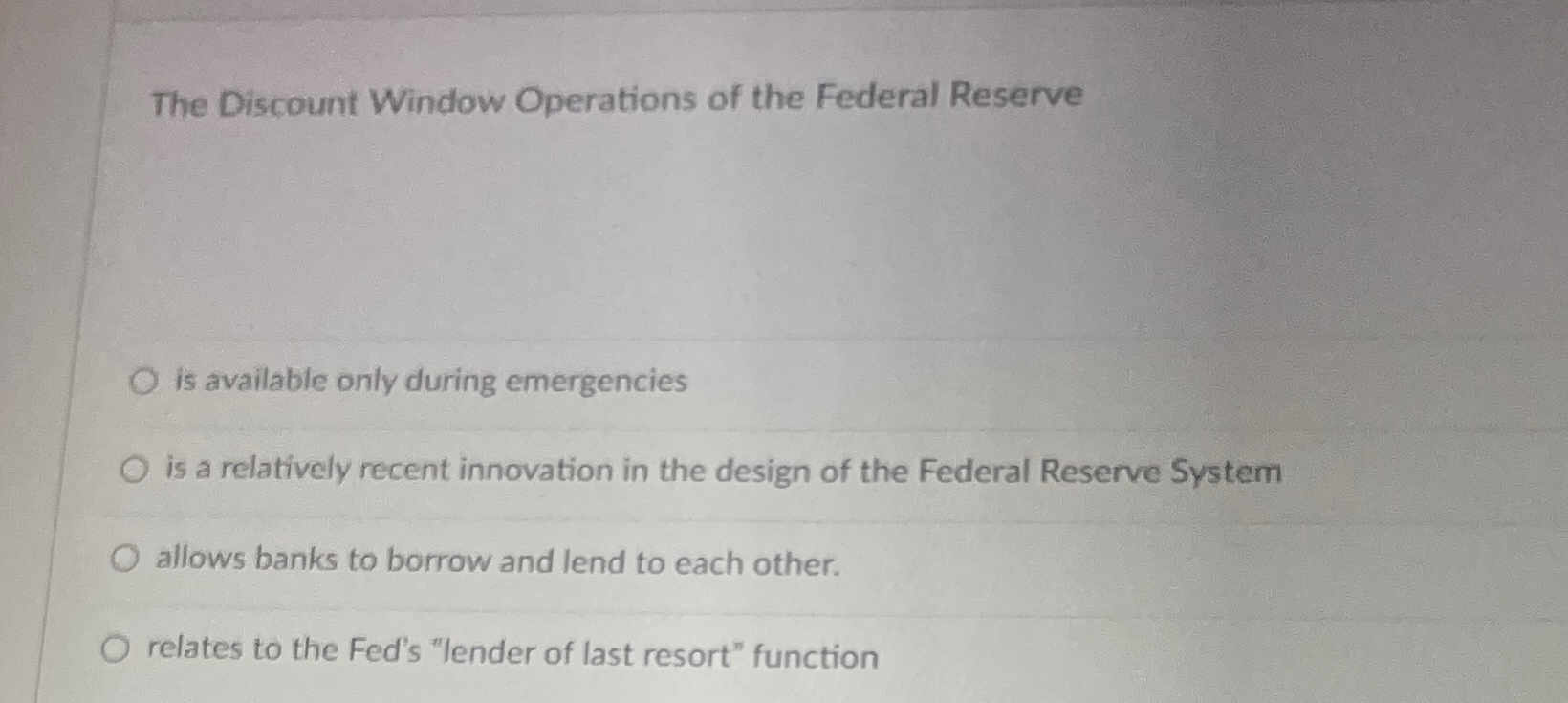 Solved The Discount Window Operations of the Federal | Chegg.com