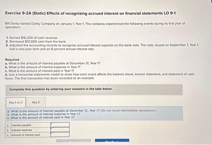 Solved Exercise 9-2A (Static) Effects of recognizing accrued | Chegg.com