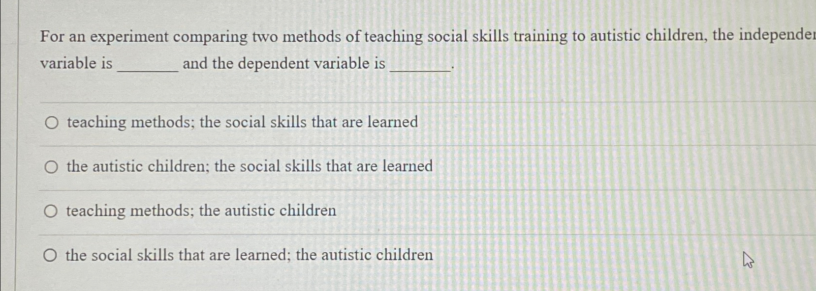Solved For an experiment comparing two methods of teaching | Chegg.com