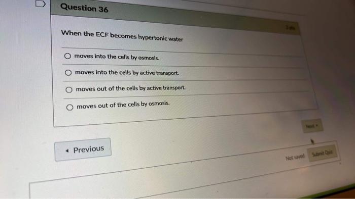 Solved Question 36 When the ECF becomes hypertonic water | Chegg.com