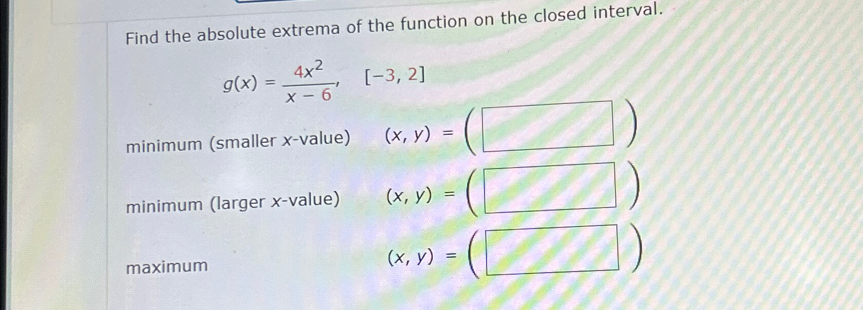Solved Find the absolute extrema of the function on the | Chegg.com