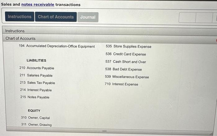 Solved Sales and notes receivable transactions Instructions | Chegg.com