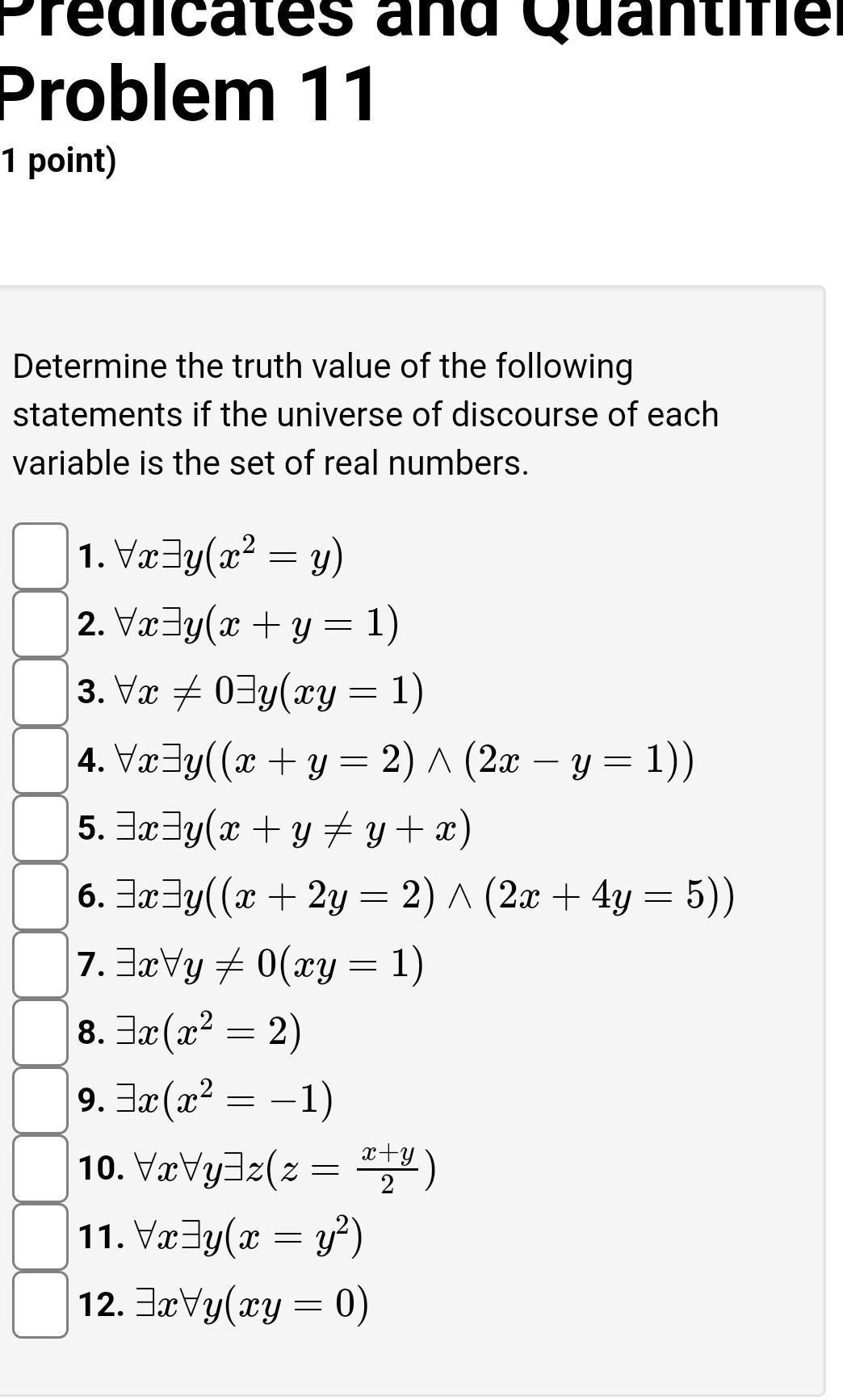 Solved Problem 11 1 Point Determine The Truth Value Of The Chegg solved-problem-11-1-point-determine-the-truth-value-of-the-chegg