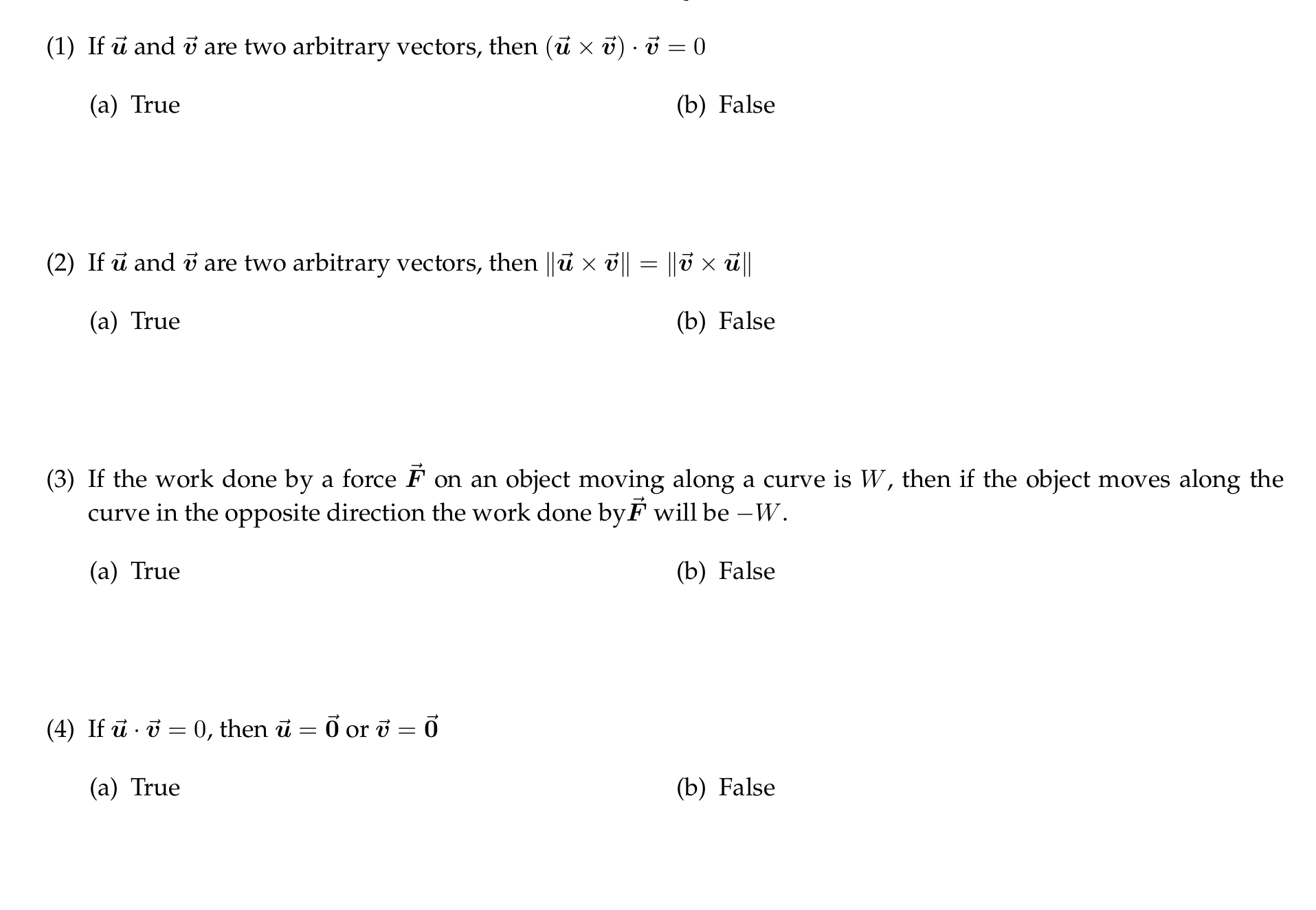 Solved (1) ﻿If vec(u) ﻿and vec(v) ﻿are two arbitrary | Chegg.com