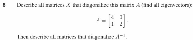 Solved 6 ﻿Describe all matrices x ﻿that diagonalize this | Chegg.com