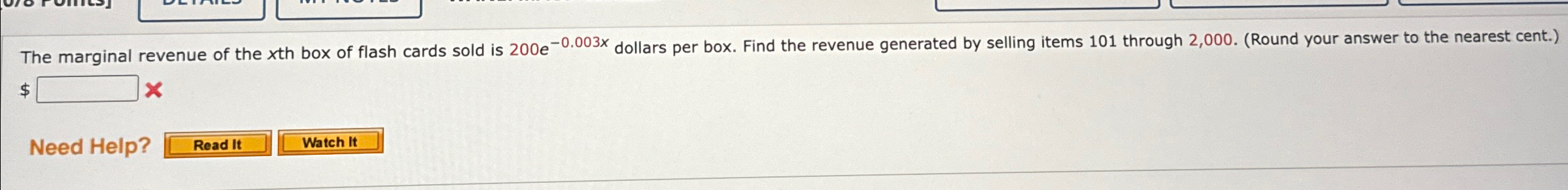 Solved The marginal revenue of the x ﻿th box of flash cards | Chegg.com