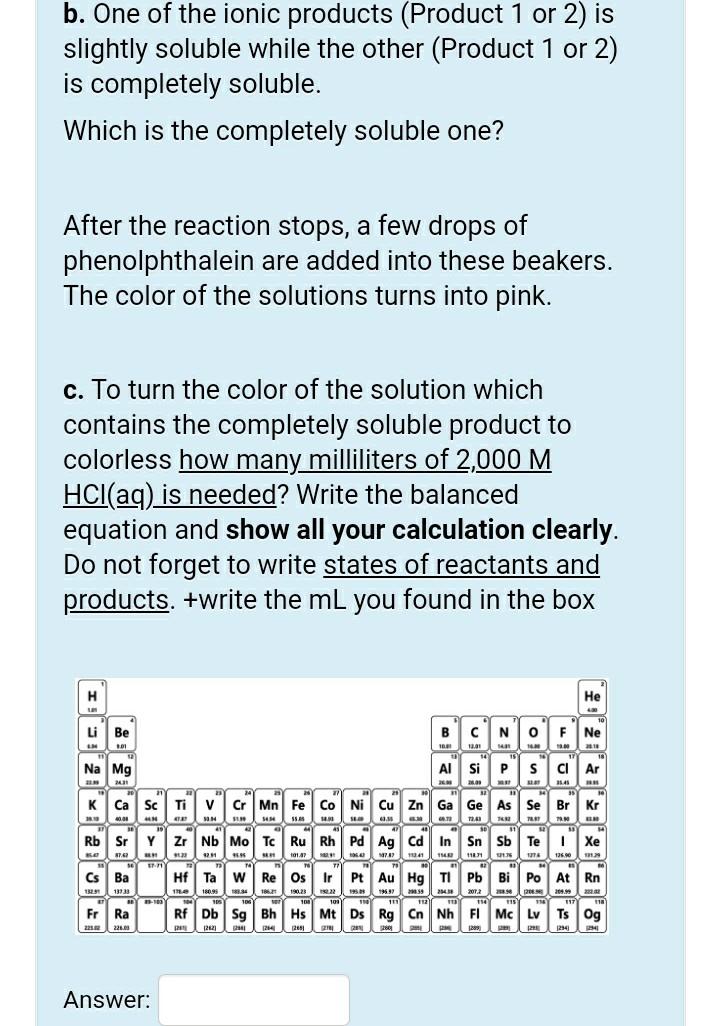 Solved b. One of the ionic products (Product 1 or 2) is | Chegg.com