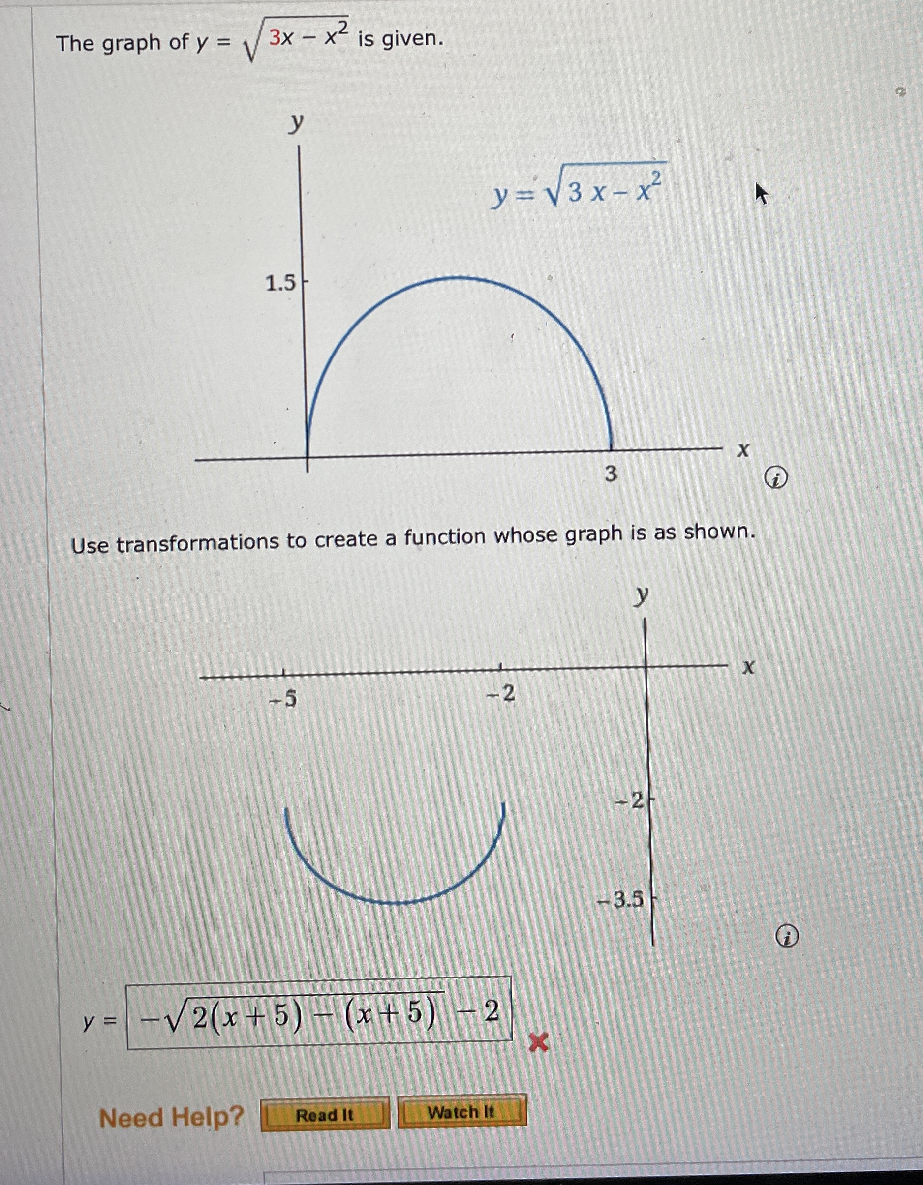 Solved The Graph Of Y3x X22 ﻿is Givenuse Transformations 