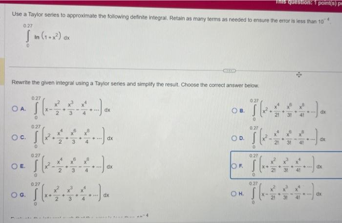 Solved Use a Taylor series to approximate the following | Chegg.com