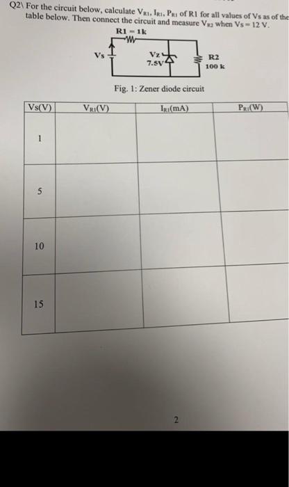 Solved Q2) for the circuit below, calculate VR1,iR1,pR1of R1 | Chegg.com