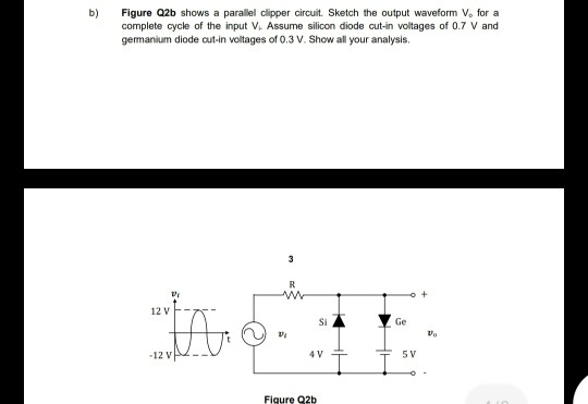 Solved b) Figure 02b shows a parallel clipper circuit. | Chegg.com