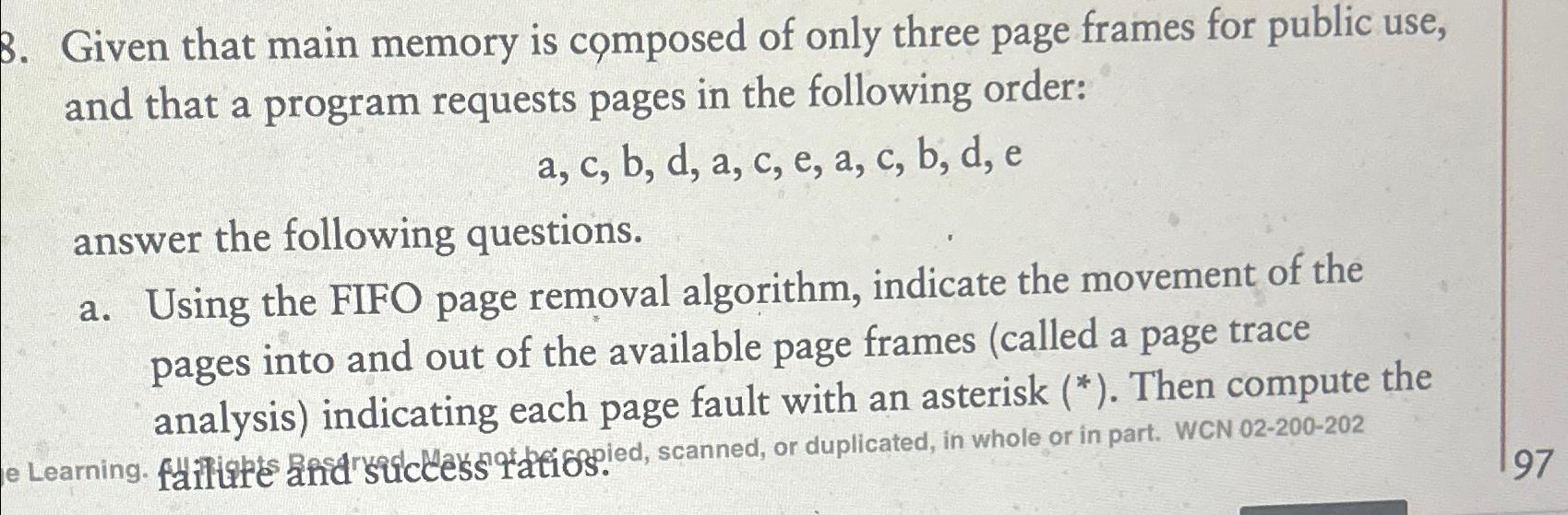 Solved Given that main memory is composed of only three page | Chegg.com
