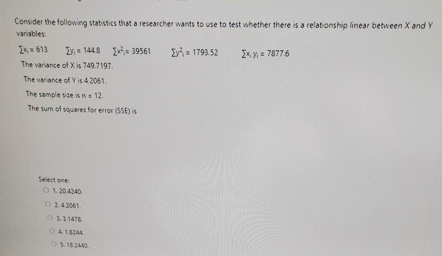 Consider the following statistics that a researcher | Chegg.com