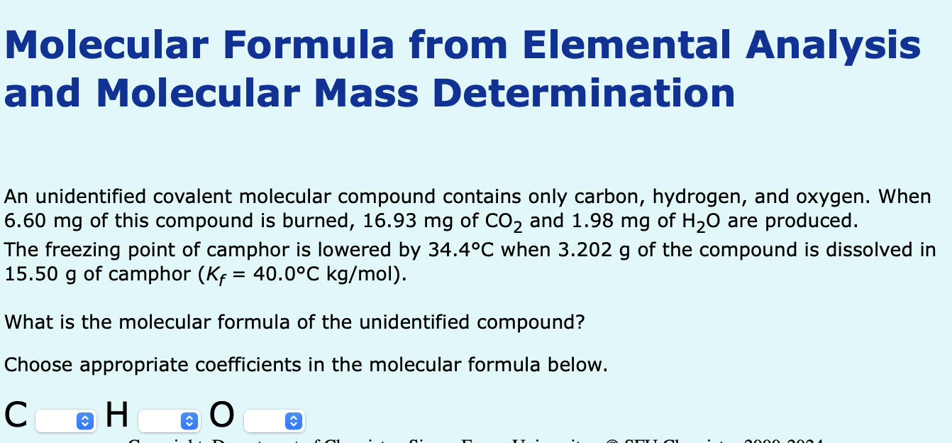 Solved Molecular Formula from Elemental Analysisand | Chegg.com