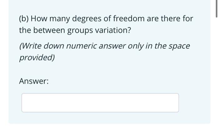 Solved The following is an incomplete ANOVA table. The null | Chegg.com