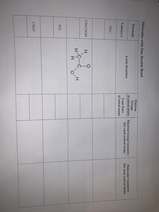 Solved Molecules with One Double Bond Formula Lewis | Chegg.com