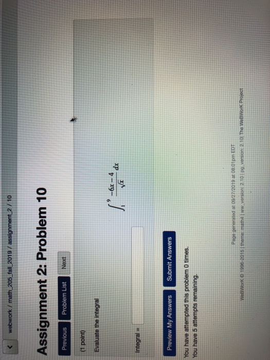 Solved webwork / math 205 fall 2019/assignment 2/10 | Chegg.com Solved webwork / math 205 fall 2019/assignment 2/10 | Chegg.com