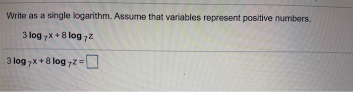 Solved Write as a single logarithm. Assume that variables | Chegg.com