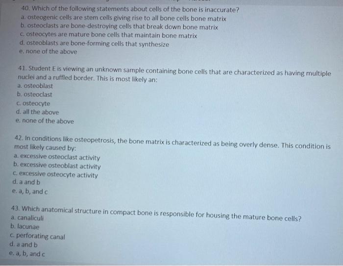 Solved 40. Which of the following statements about cells of | Chegg.com