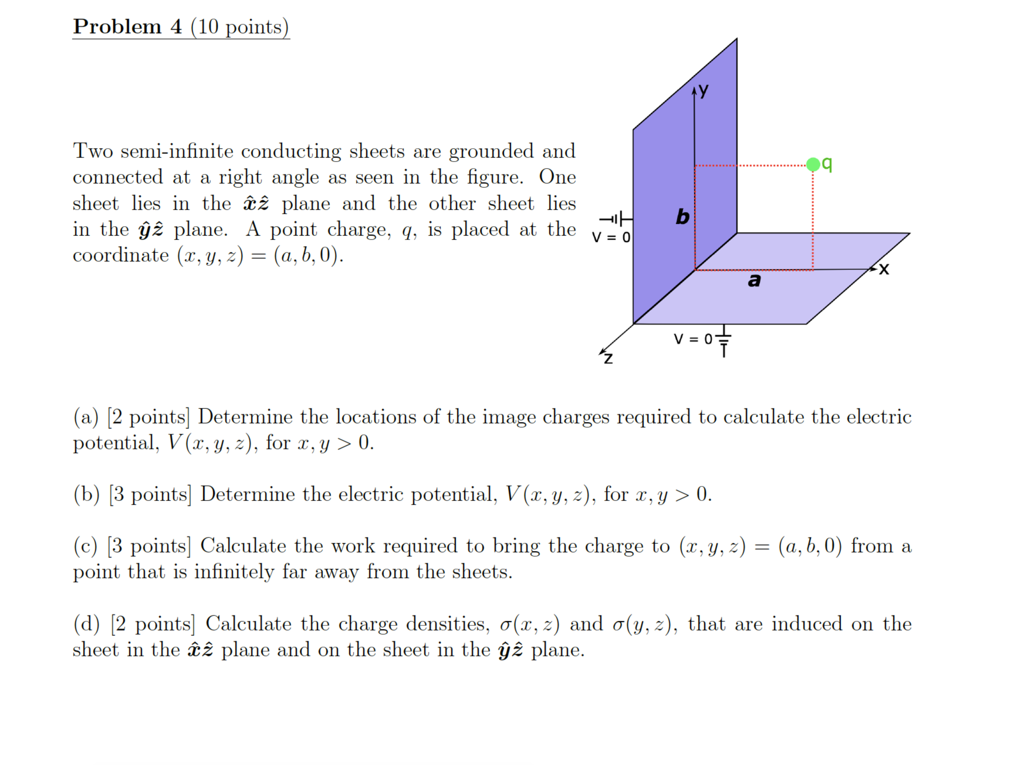 Solved Problem 4 (10 ﻿points)Two semi-infinite conducting | Chegg.com