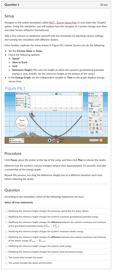 Solved Question 1 ﻿Setup Navigate to the online simulation | Chegg.com