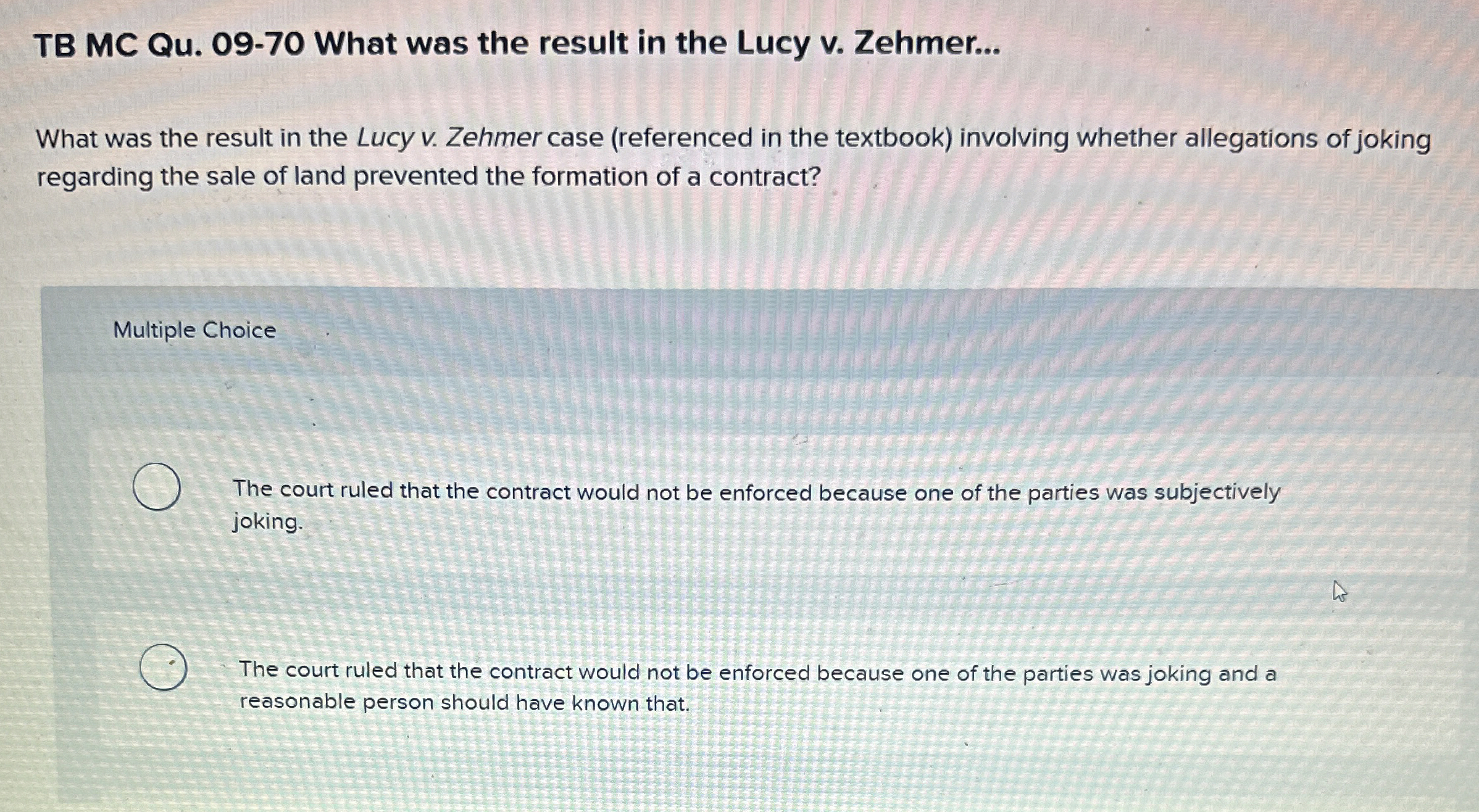 Solved TB MC Qu. 09-70 ﻿What was the result in the Lucy v. | Chegg.com