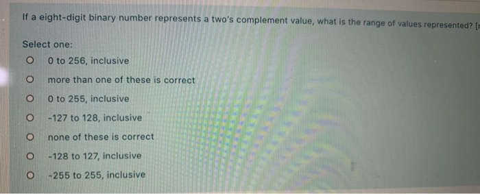Solved If a eight-digit binary number represents a two's | Chegg.com