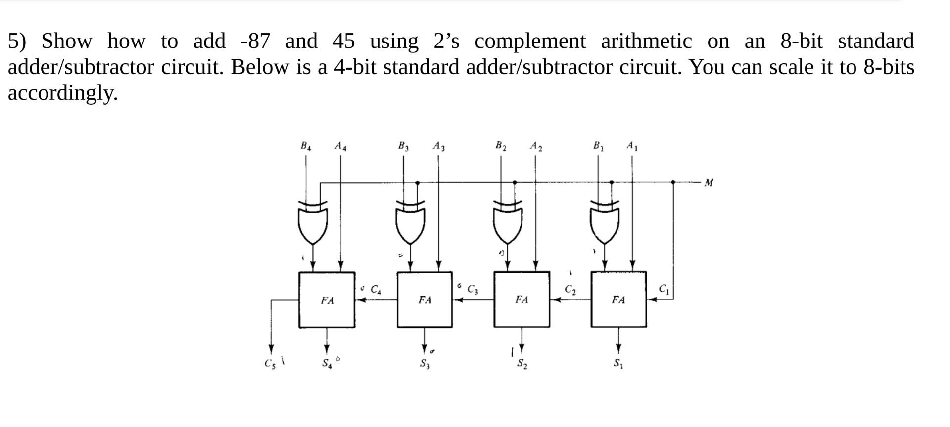 Solved 5) Show how to add −87 and 45 using 2's complement | Chegg.com
