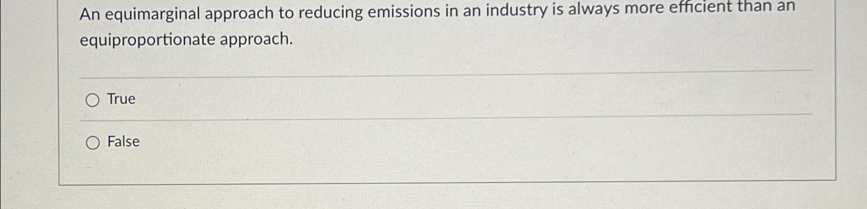 Solved An equimarginal approach to reducing emissions in an | Chegg.com