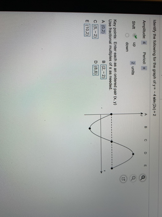 Solved Identify the following for the graph of y = - 4 sin | Chegg.com