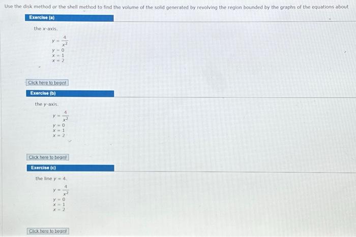 Solved Use the disk method or the shell method to find the | Chegg.com