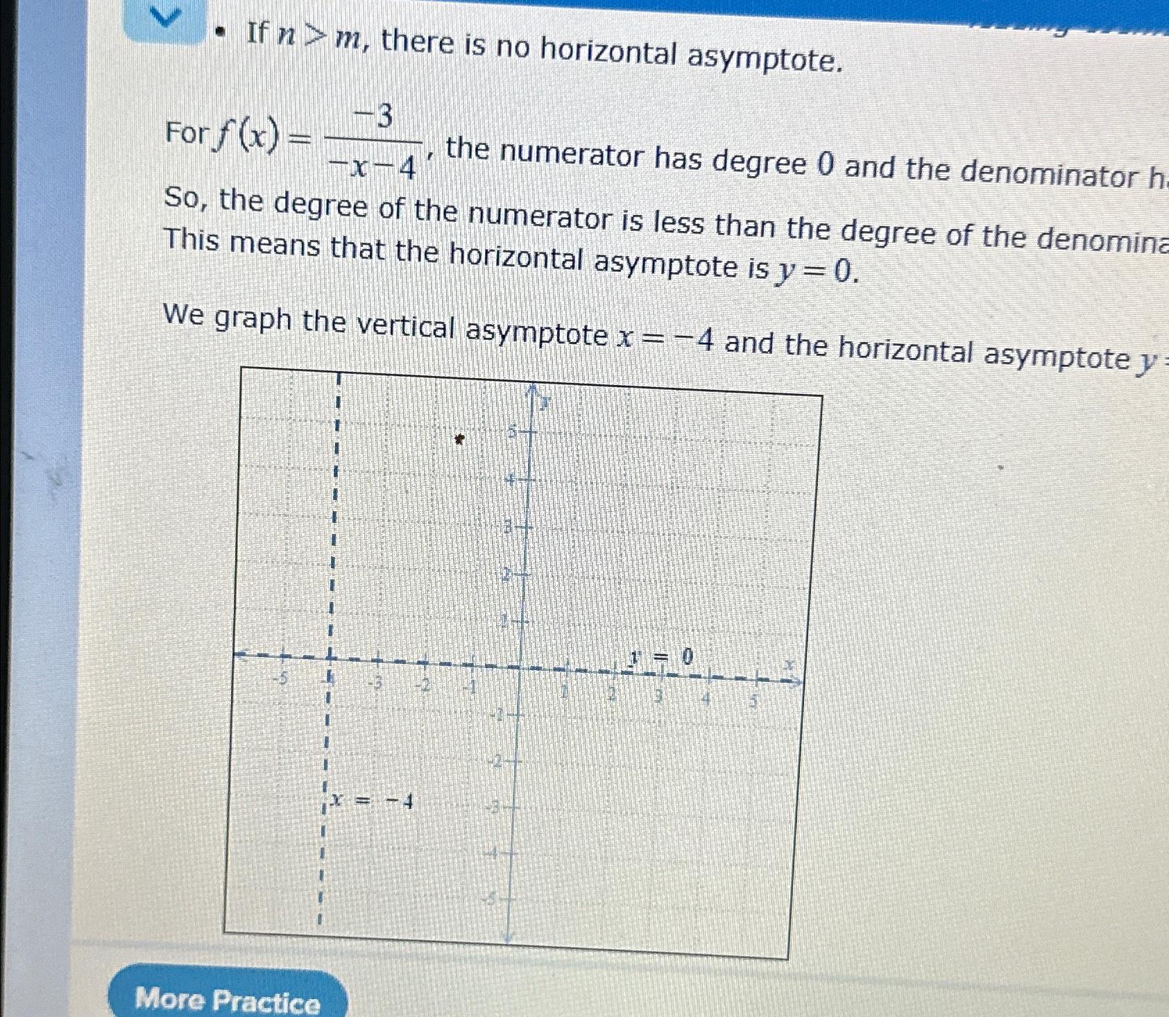 Solved If n>m, ﻿there is no horizontal asymptote.For | Chegg.com