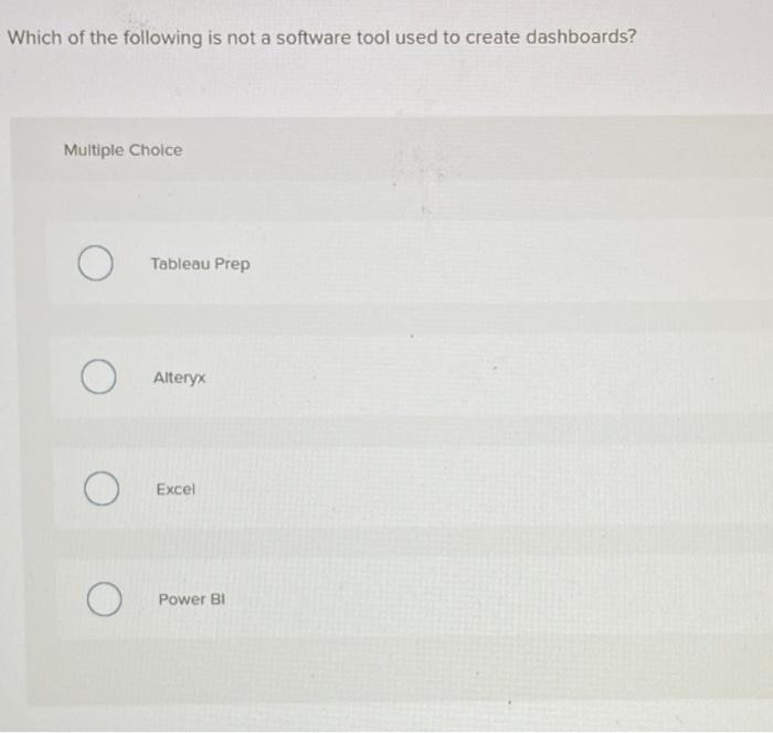 Solved Which of the following is not a software tool used to | Chegg.com