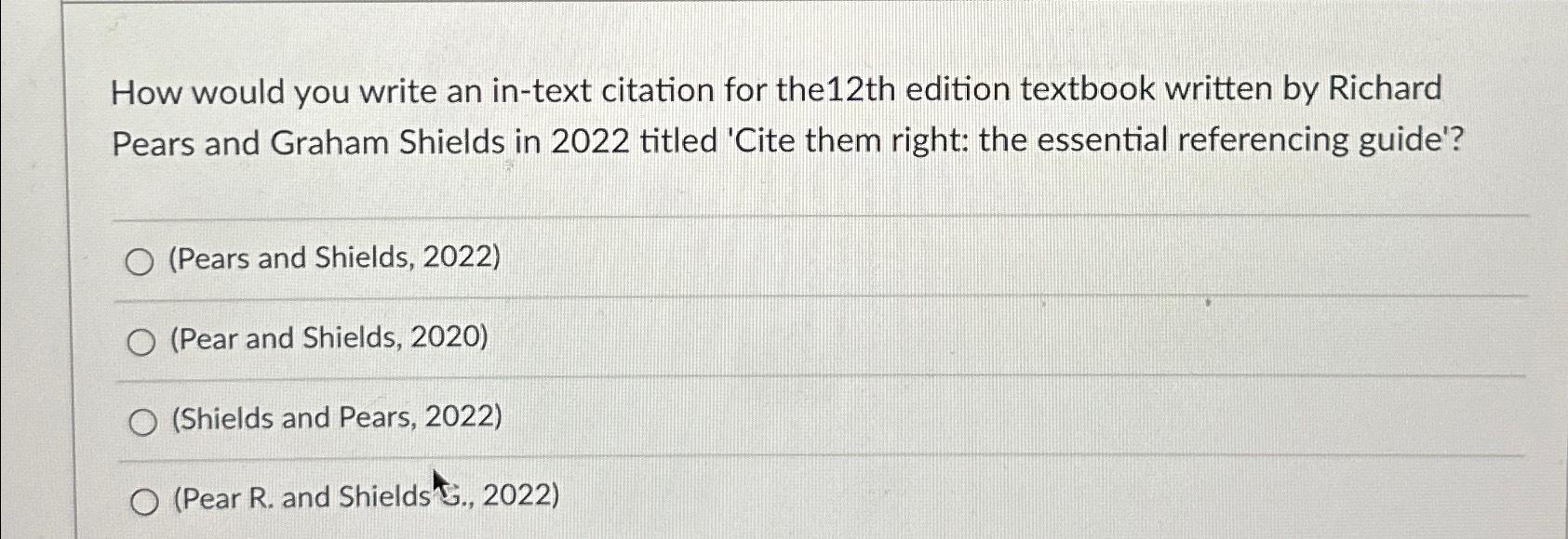 Solved How would you write an in-text citation for the12th | Chegg.com